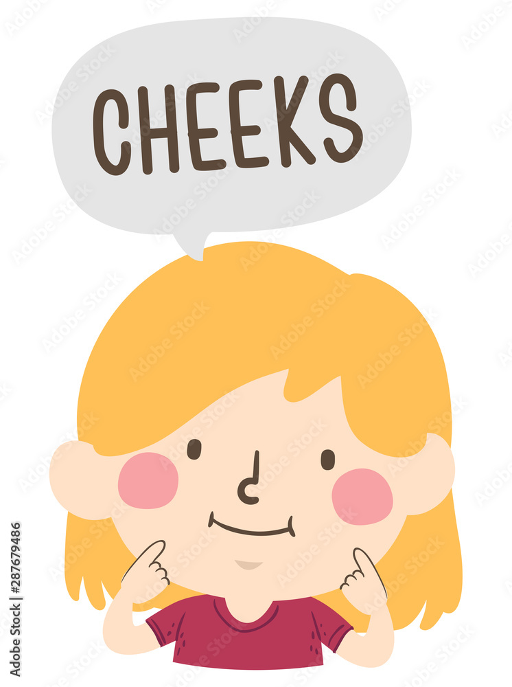 Kid Girl Naming Body Parts Cheeks Illustration Stock Vector | Adobe Stock