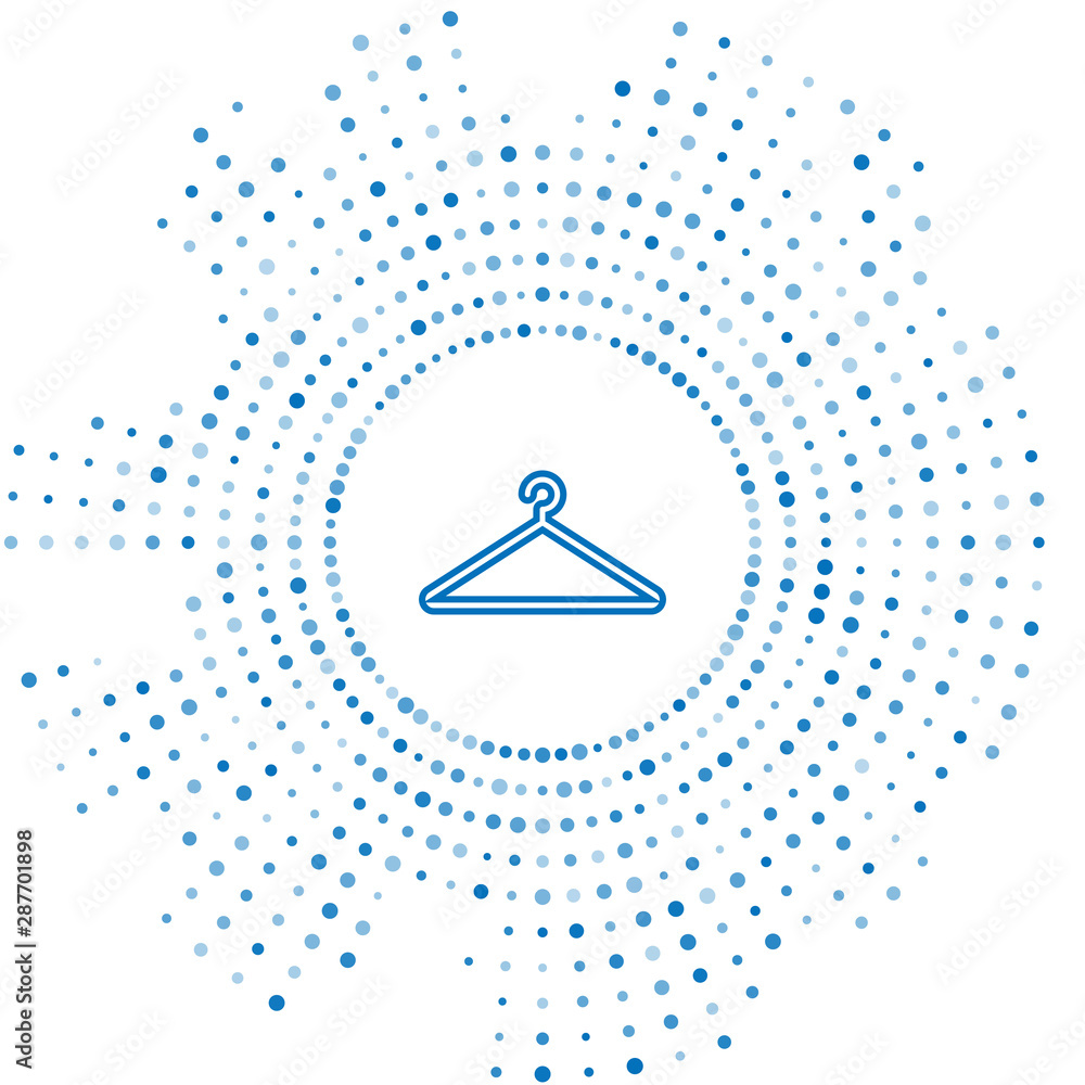 Blue line Hanger wardrobe icon isolated on white background. Cloakroom ...