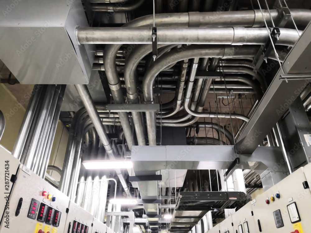 Full of galvanized steel conduits and Pull box for cable wiring joint ...