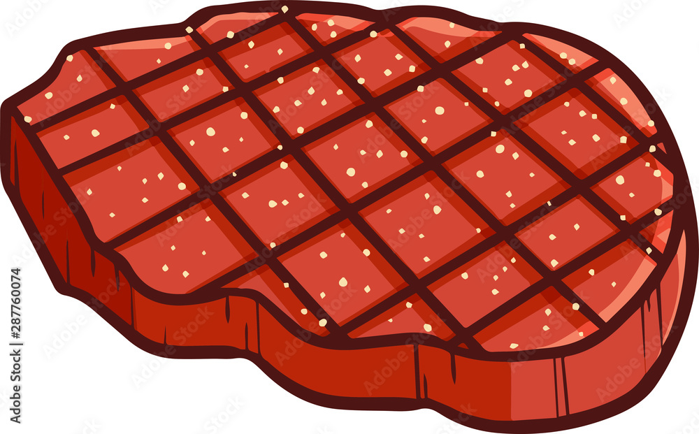 Funny and yummy steak meat in cartoon style Stock Vector | Adobe Stock