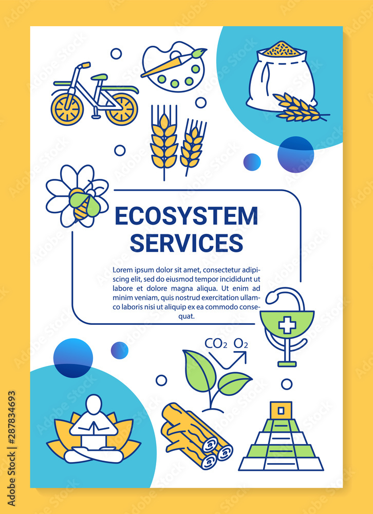 Ecosystem services poster template layout. Eco food harvesting. Sport ...