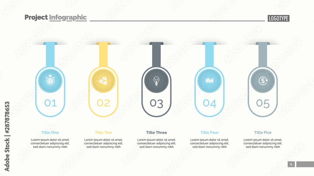 Five options infographic diagram. Step chart, option graph, layout ...