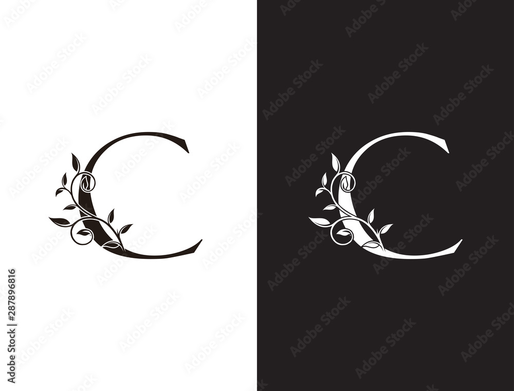 Luxury C Letter Logo, vintage floral logo icon perfect for fashion ...
