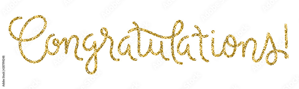 Calligraphy banner in gold glitter - CONGRATULATIONS! Stock Vector ...