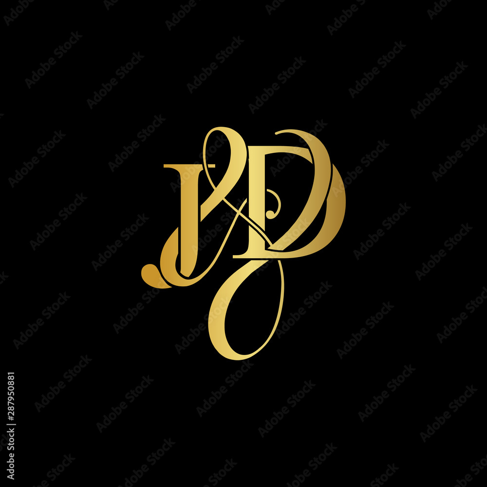Initial letter J & D JD luxury art vector mark logo, gold color on ...