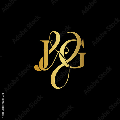 Initial letter J & G JG luxury art vector mark logo, gold color on ...
