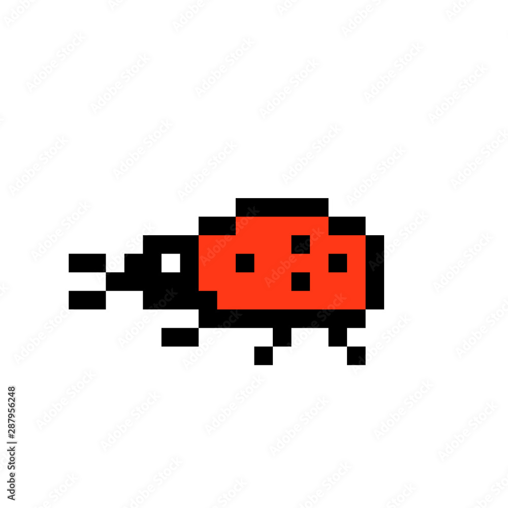 Ladybug pixel art icon isolated on white background. 8 bit wildlife ...