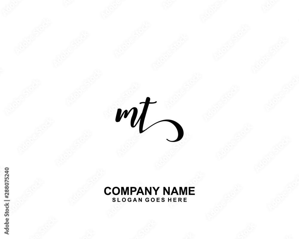 MT Initial handwriting logo vector Stock Vector | Adobe Stock