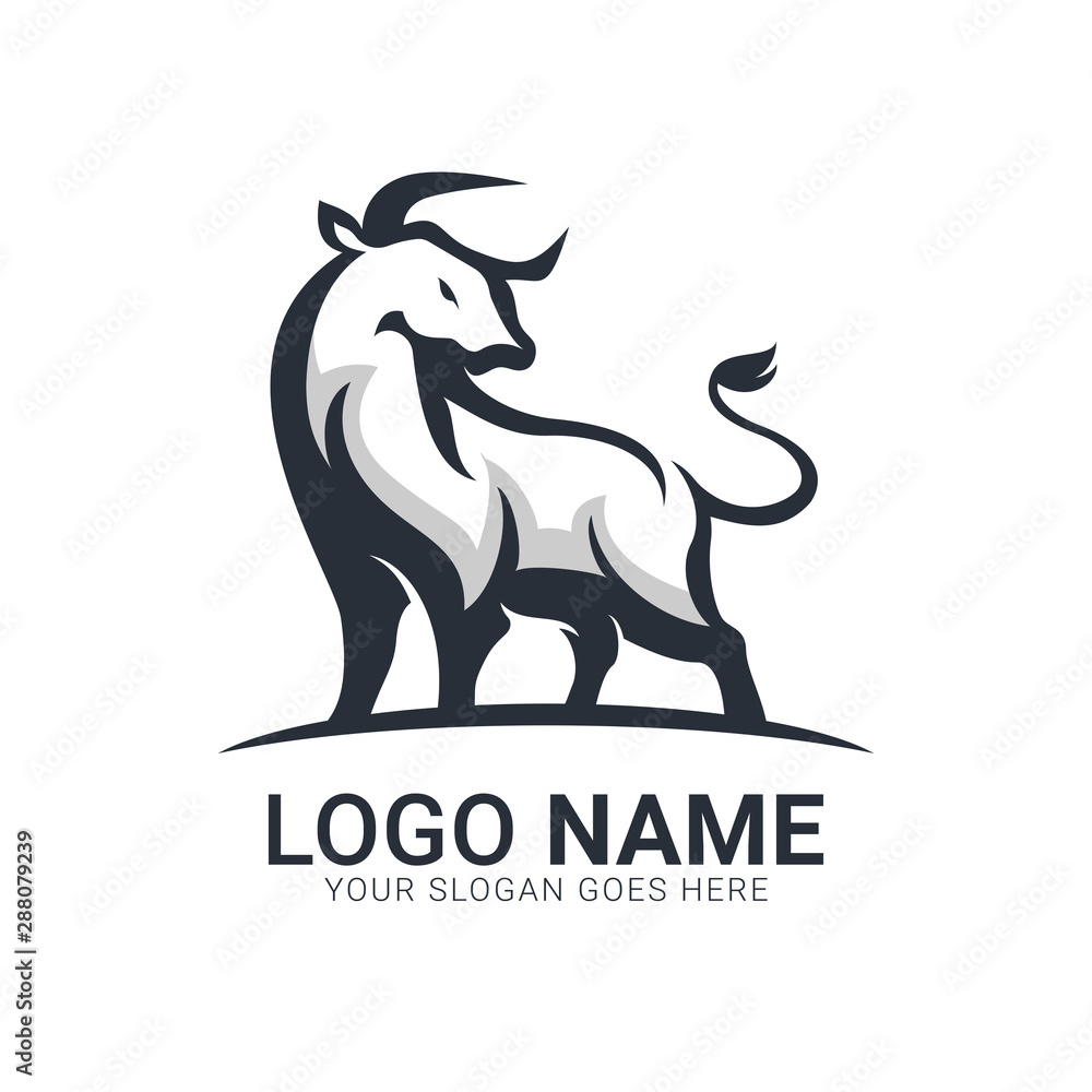 Strong bull standing. Modern Bull logo design. Stock Vector | Adobe Stock