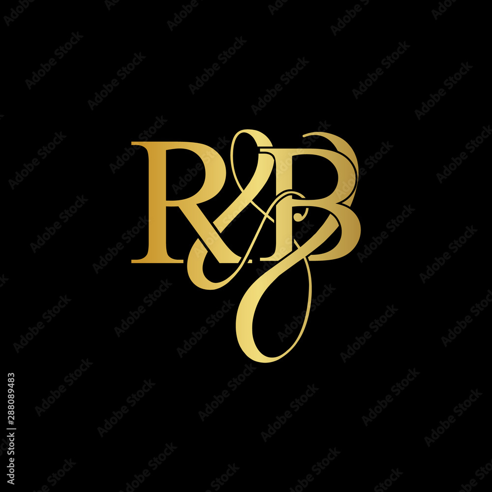Initial letter R & B RB luxury art vector mark logo, gold color on ...