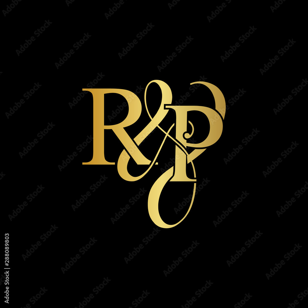 Initial letter R & P RP luxury art vector mark logo, gold color on ...