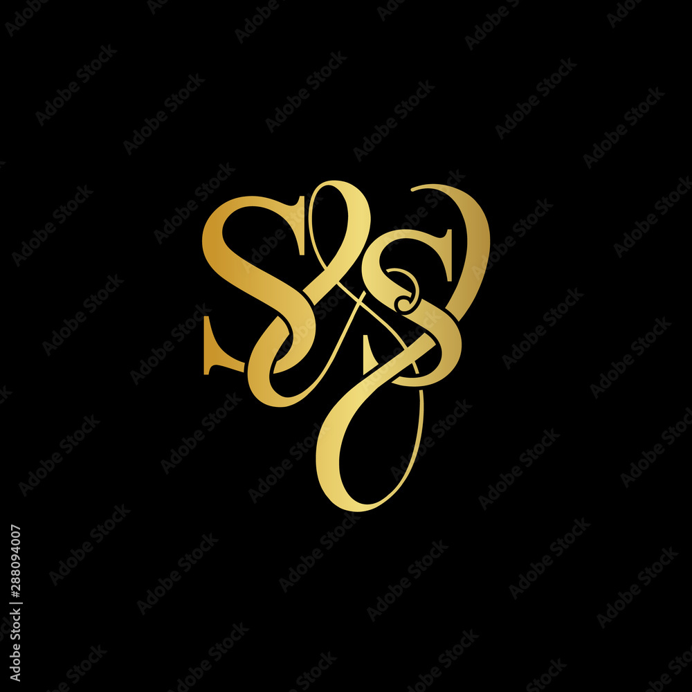 Initial letter S & S SS luxury art vector mark logo, gold color on ...