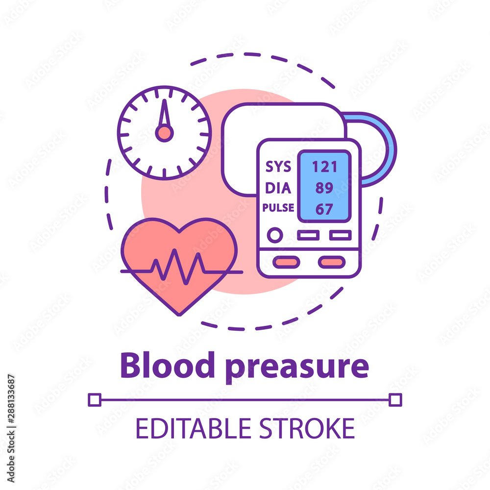Blood pressure control concept icon. Heart functioning, pulse ...