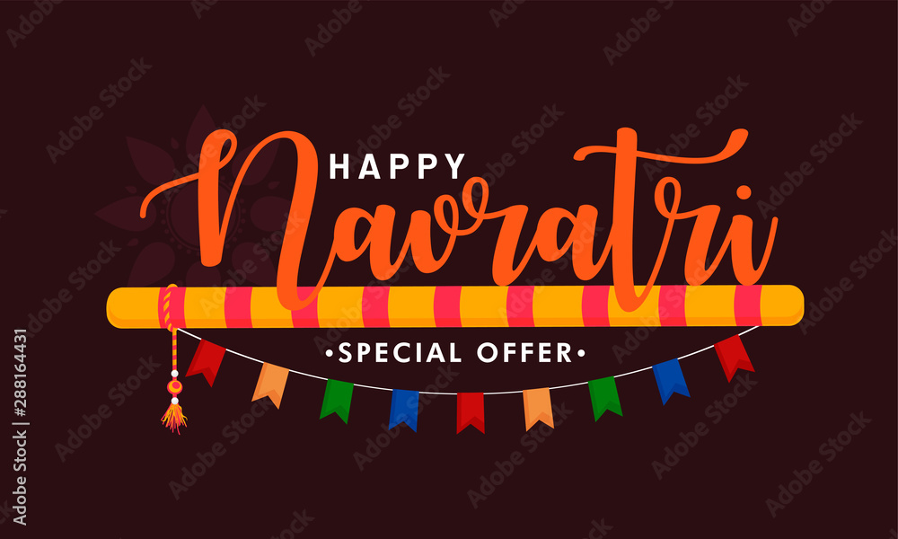 Happy Navratri. Indian festival celebration Vector typography set for ...