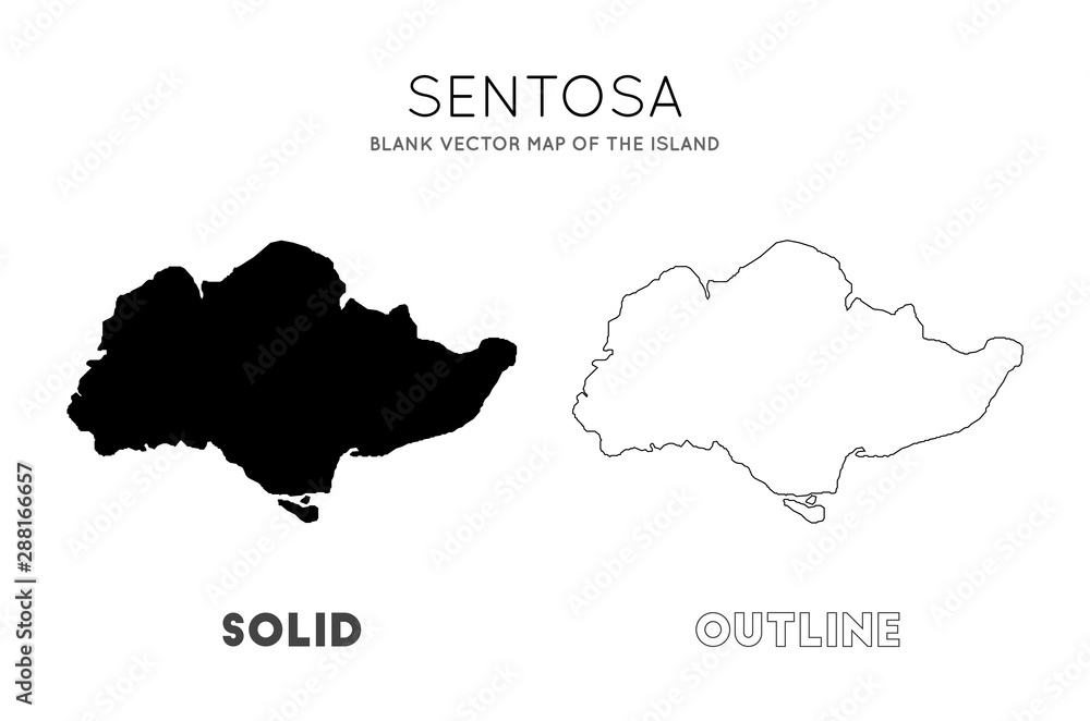 Sentosa map. Blank vector map of the island. Borders of Sentosa for ...
