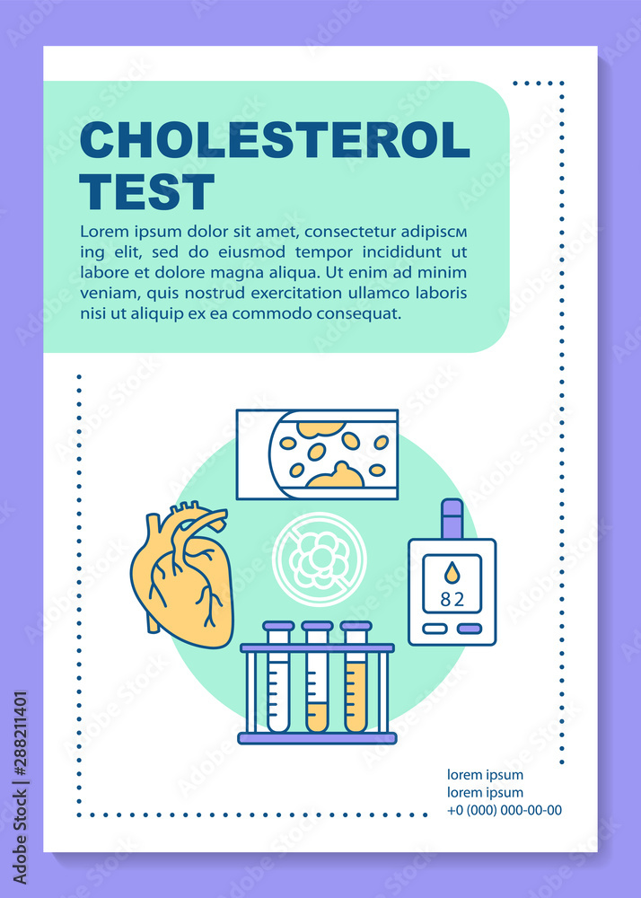 Stock-Vektorgrafik „Cholesterol test brochure template layout. Fat ...
