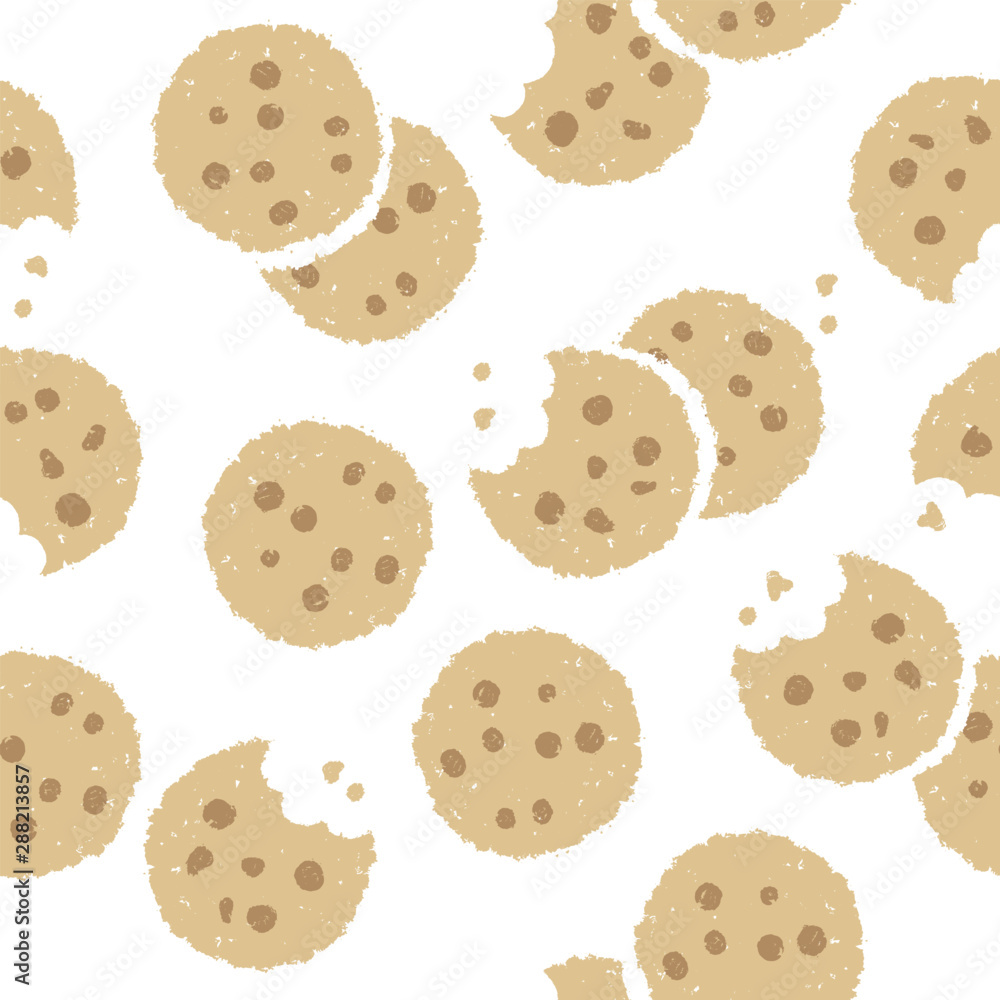 Hand drawn simple cute cookie flat vector seamless pattern Stock Vector ...