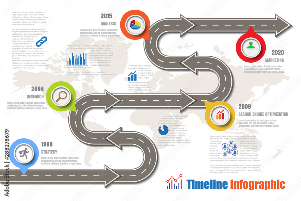 Business road map timeline infographic icons designed for abstract background template milestone ...
