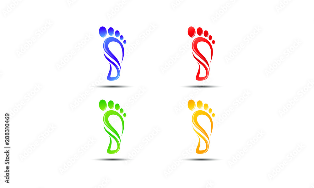 Four colorful abstract footprint logos representing health and wellness ...