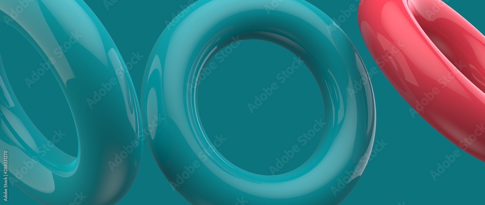 Diseño de aros abstractos. Render tridimensional de formas geométricas ...