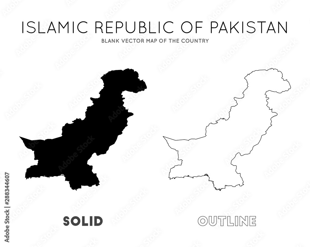 Pakistan map. Blank vector map of the Country. Borders of Pakistan for ...