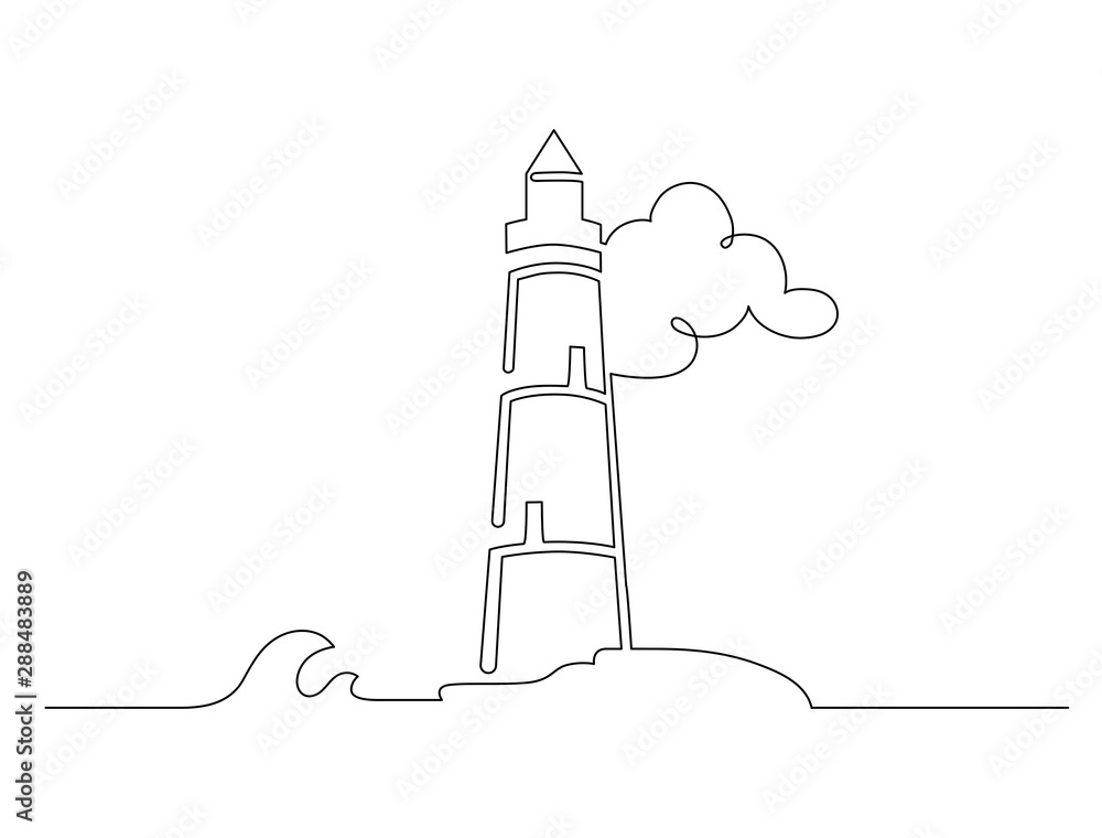 Hand drawn black line lighthouse isolated on white background. Sketch ...