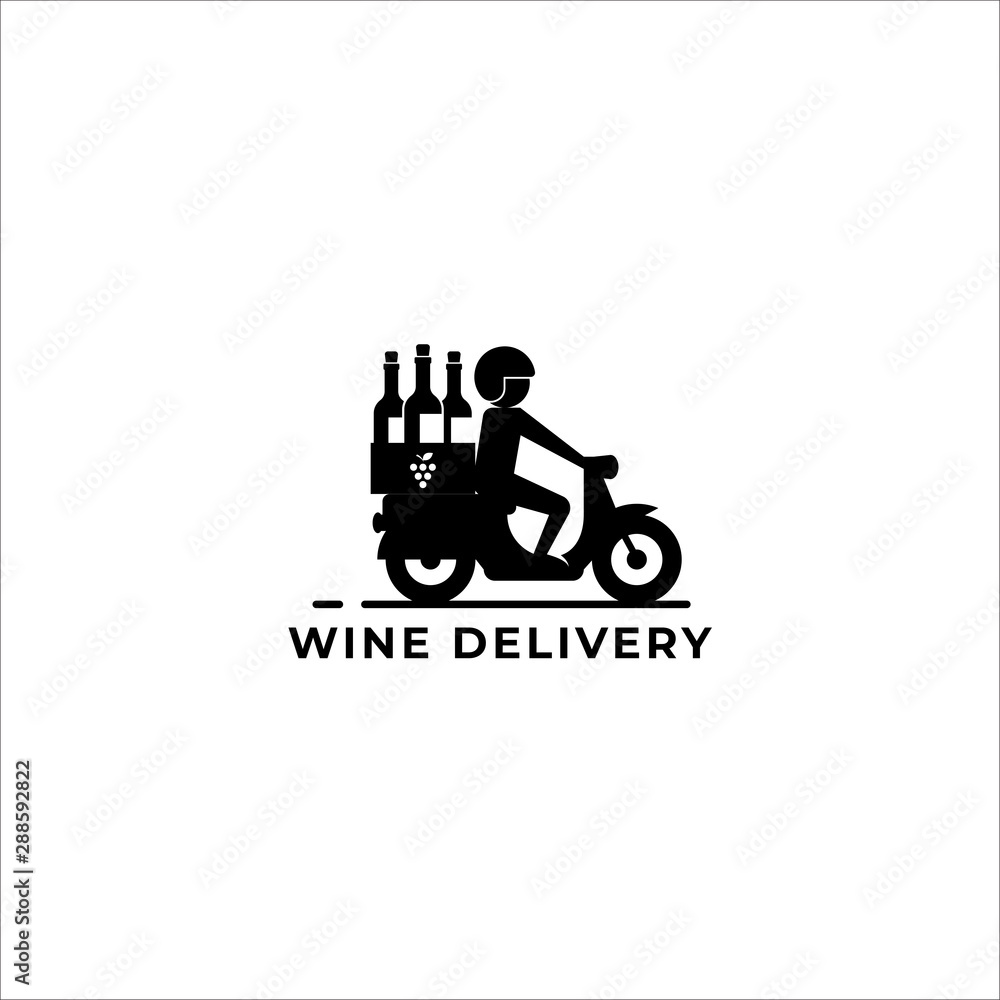 wine delivery logo vector icon ilustration Stock Vector | Adobe Stock