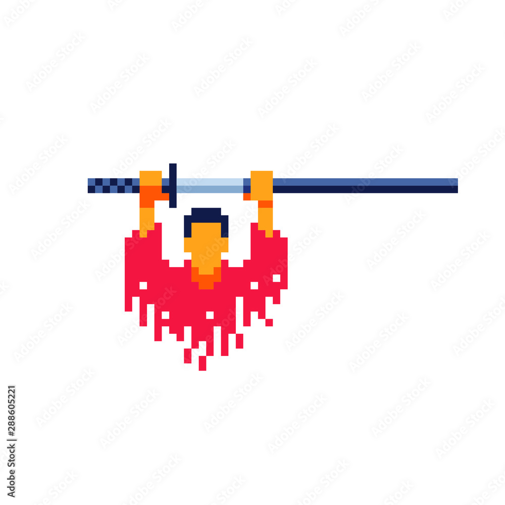 Samurai with a sword, fighter pixel art character. Design Design for ...