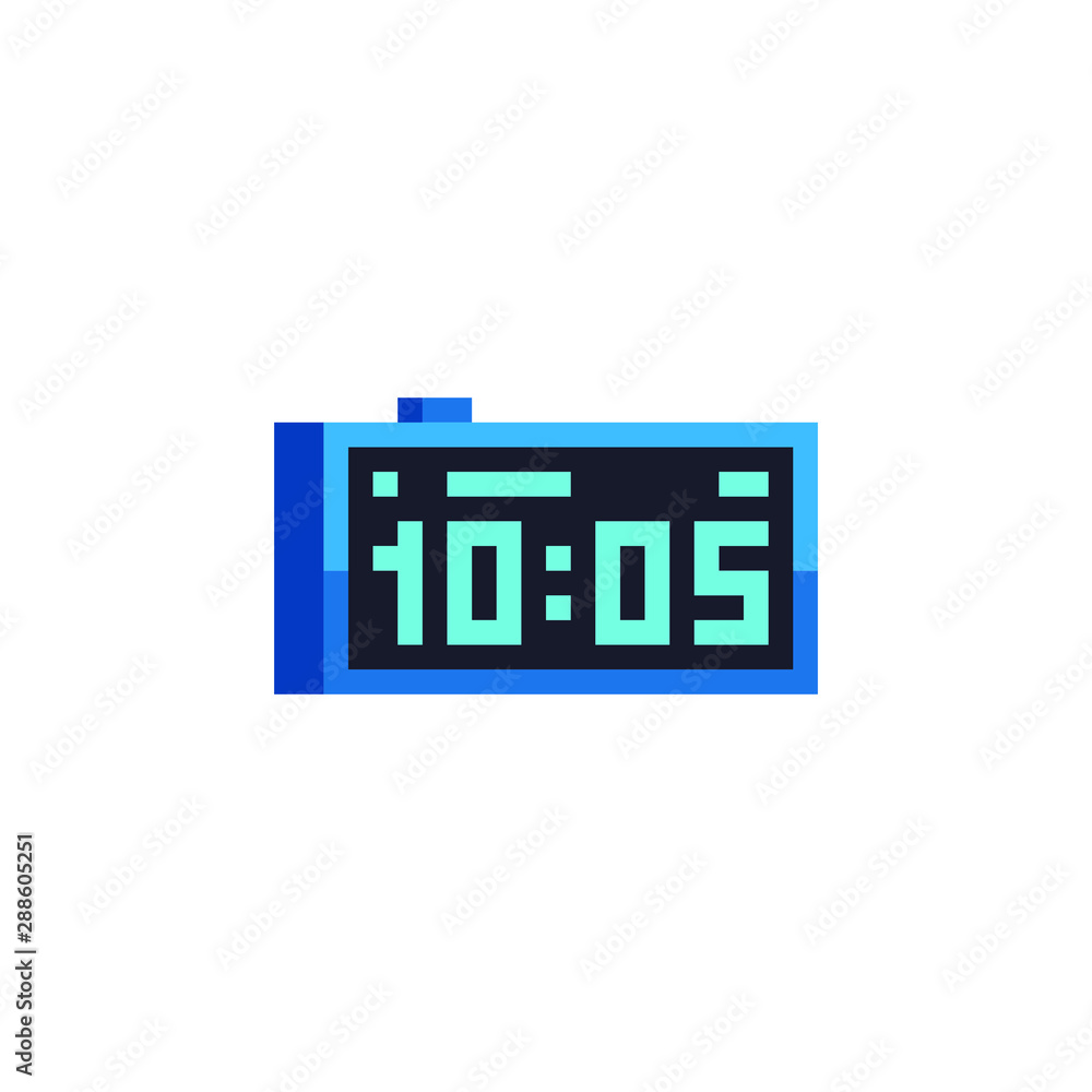 Digital clock pixel art icon. Isolated vector illustration. 8-bit ...