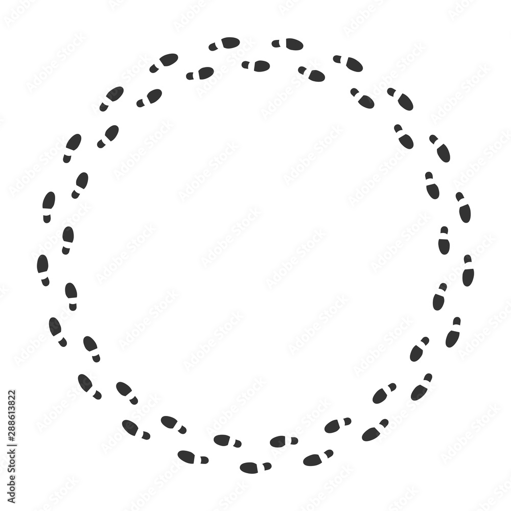 Circle shaped decorative frame with footprints Stock Vector | Adobe Stock