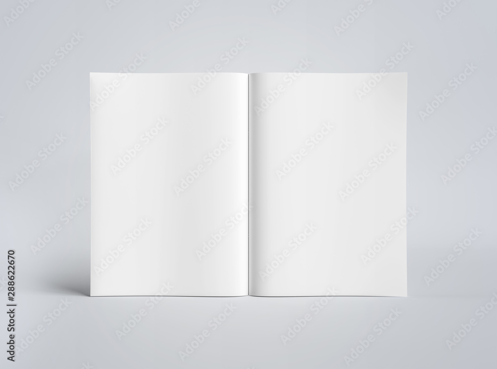 Blank A4 standing magazine Mockup isolated on grey background 3D ...