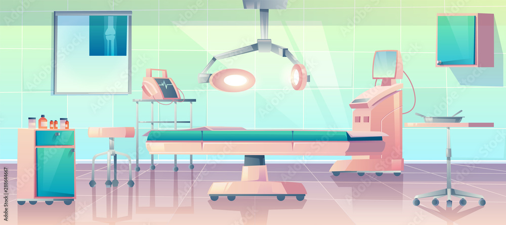 Surgery room with operating medical equipment. Empty hospital interior ...