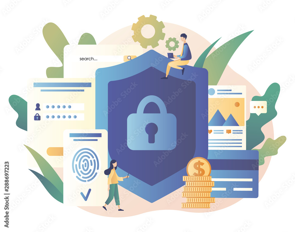 Data protection concept. Scan Fingerprint, Identification system ...