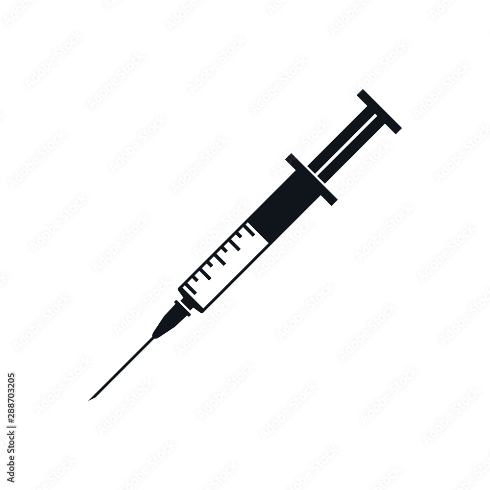 Syringe graphic icon. Syringe for injection sign isolated on white ...