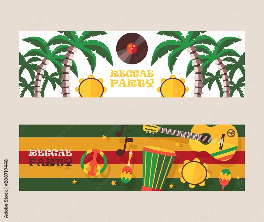 Reggae party invitation, vector illustration. Jamaican style music ...