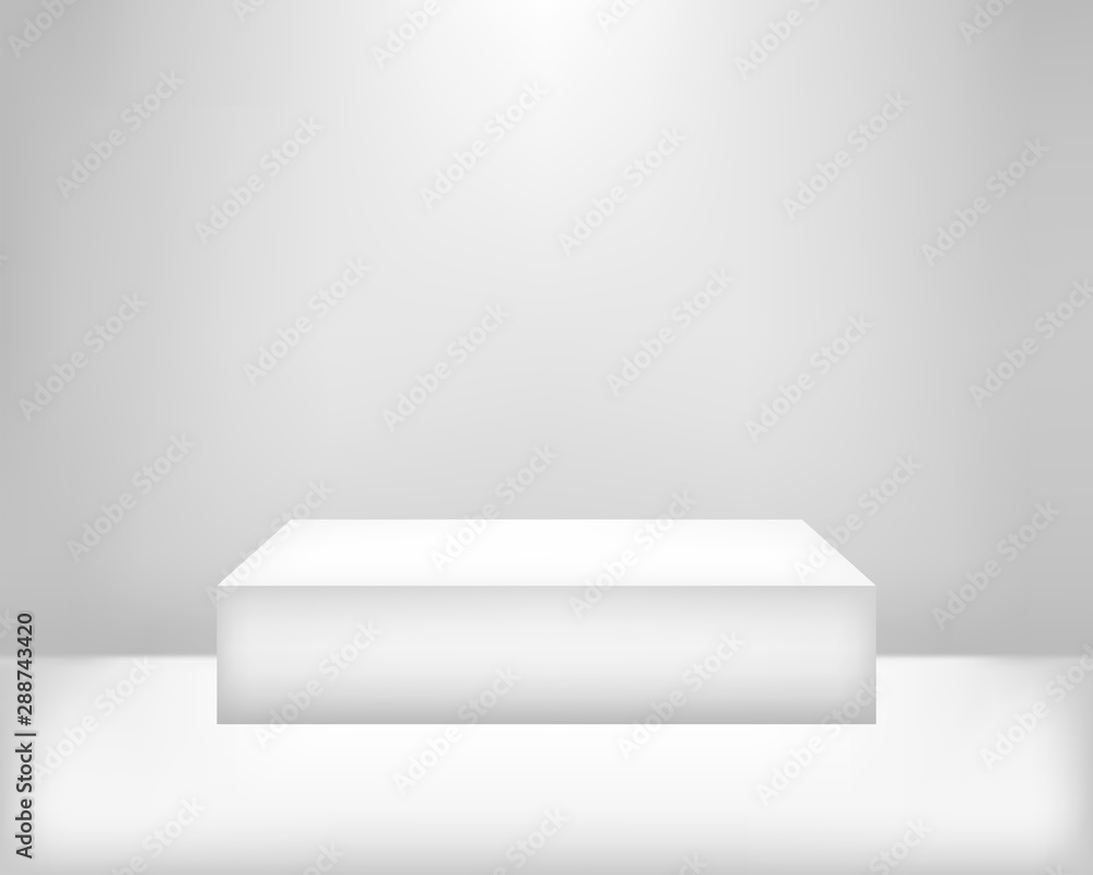 White-gray interior with the scene. Vector gradient background premises ...