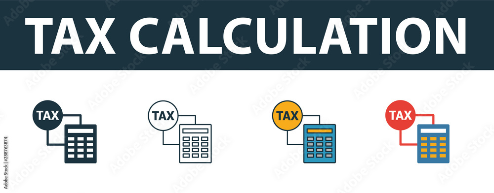 Tax Calculation icon set. Four elements in diferent styles from ...