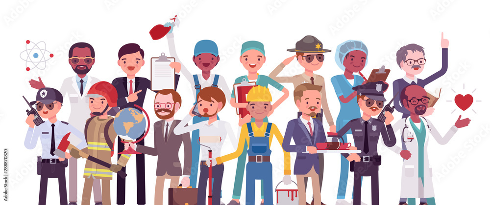 Professions and jobs, men occupations for career. Different employment ...