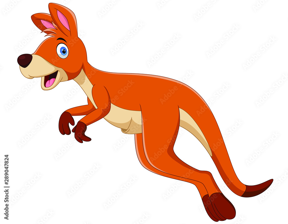 Vector illustrator Jumping kangaroo cartoon isolated on white ...
