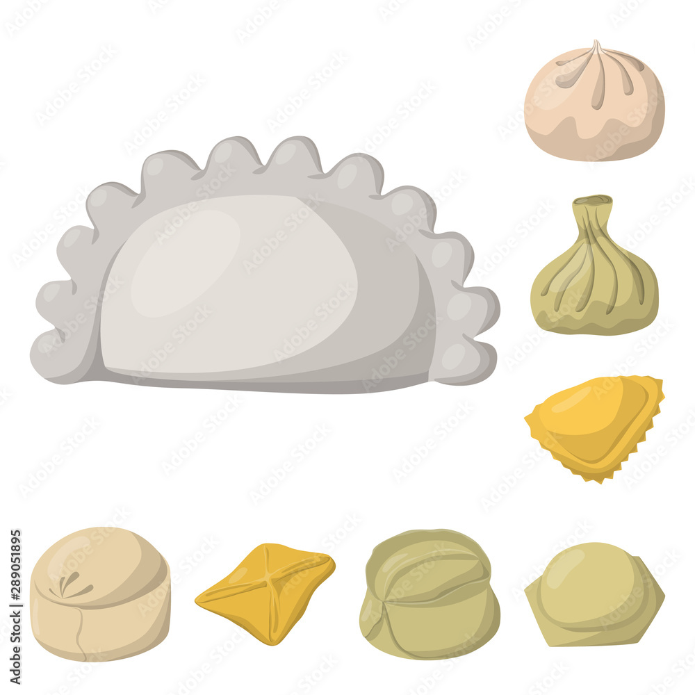 Vector illustration of dumplings and food logo. Collection of dumplings ...