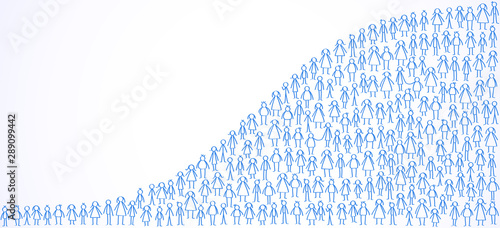 World population, stick figures forming world population statistic ...