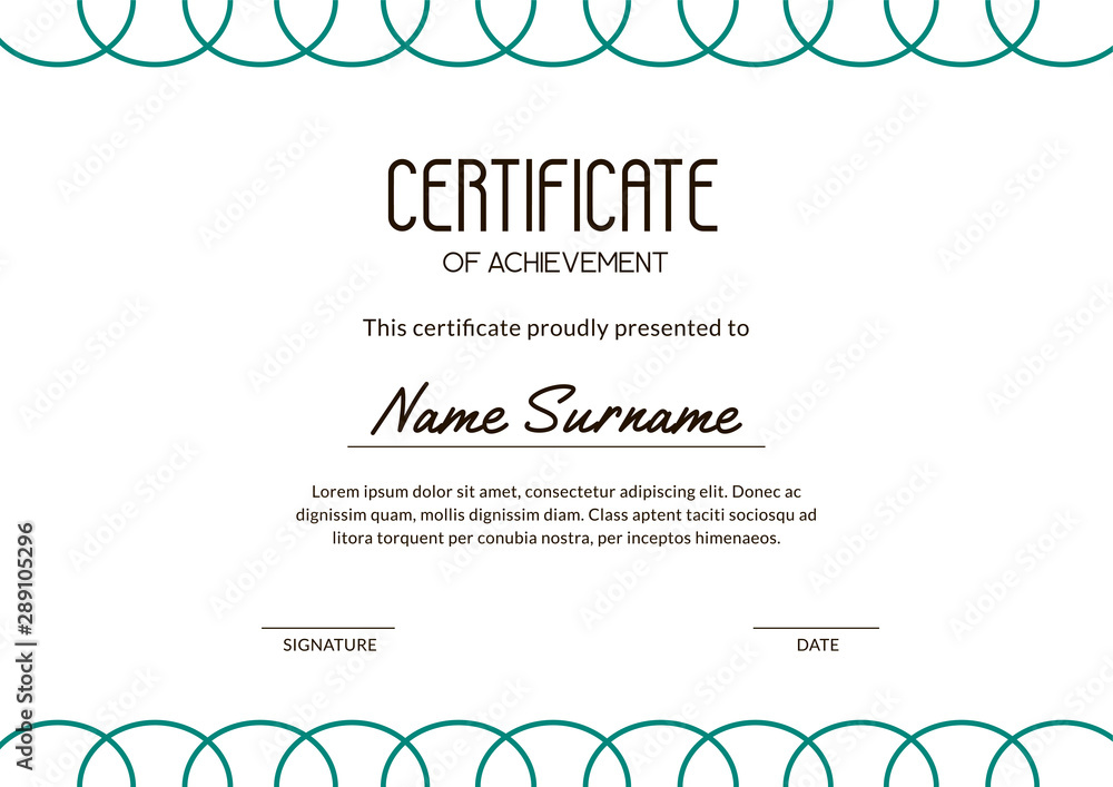 Certificate layout with green blue repeat outline circles. Simple ...