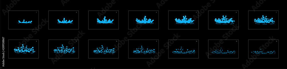 water splash effect. water drop splash animation. Water sprite sheet ...