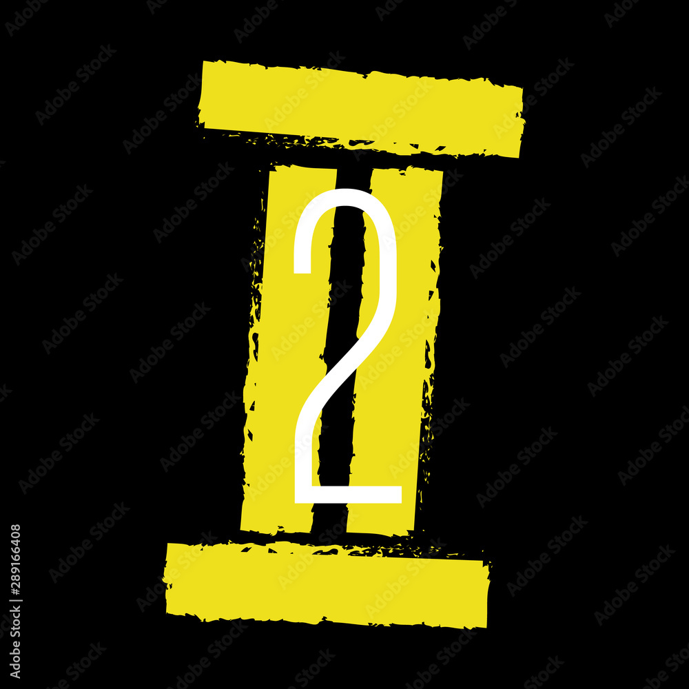 Yellow Roman numeral 2 on black background. Old roman antique alphabet ...