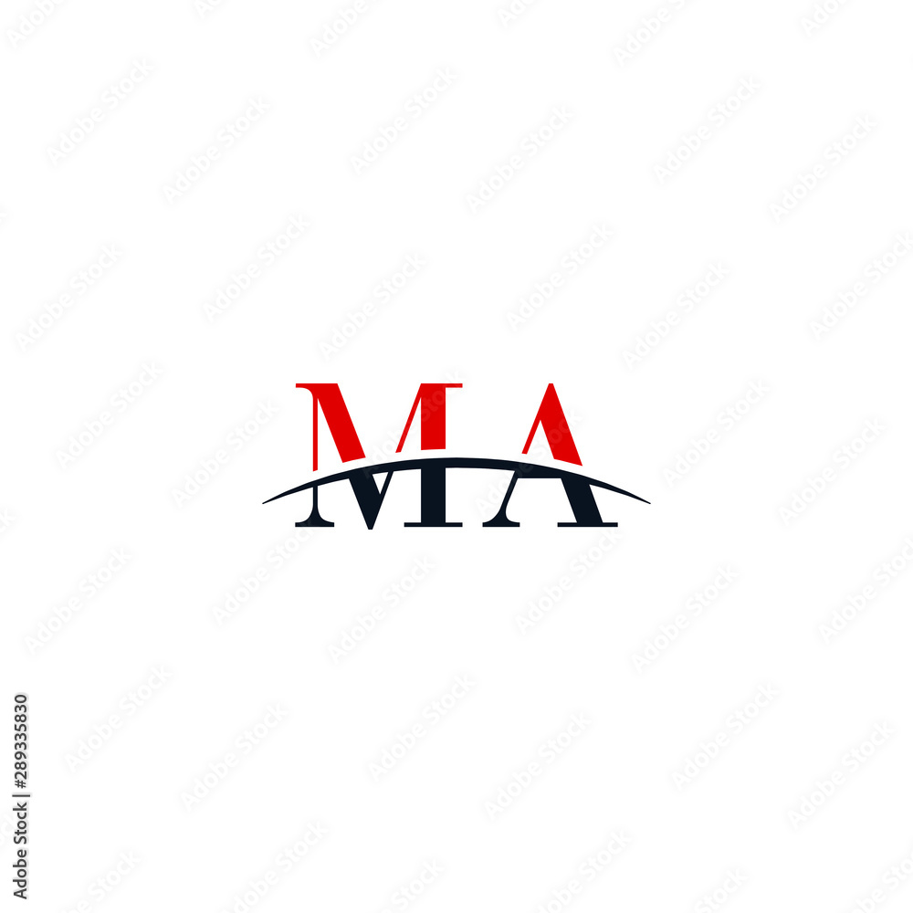 Initial letter MA, overlapping movement swoosh horizon logo company ...
