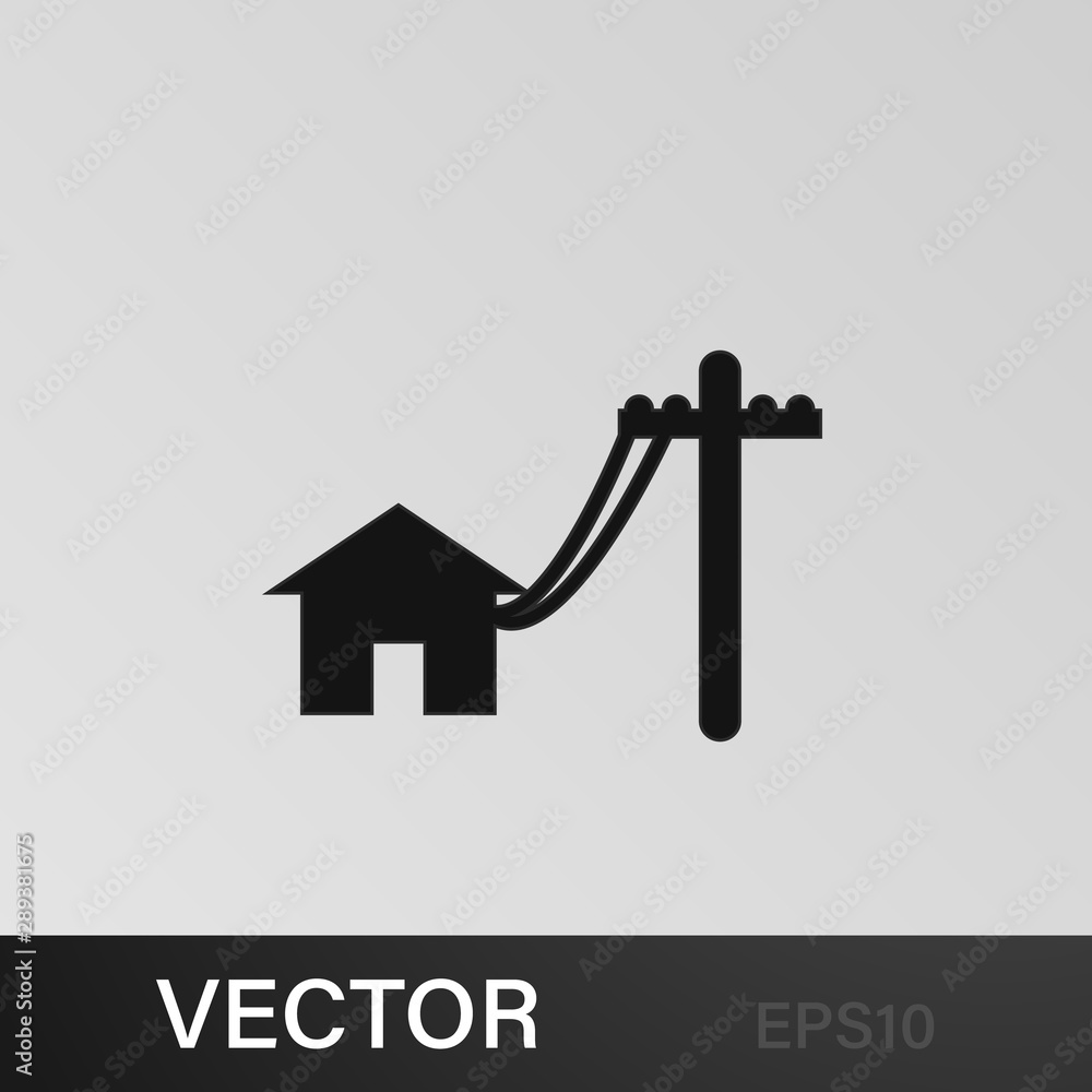 Vektor electric poles line to house icon. Signs and symbols can be used ...