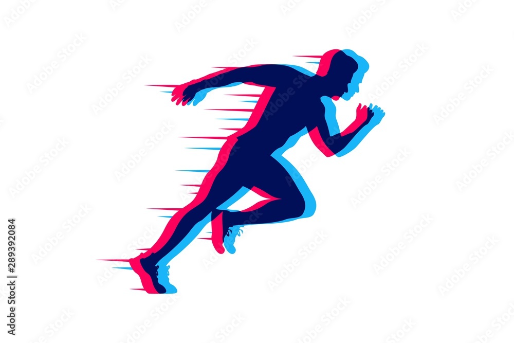 Run club logo, abstract running man silhouette, label for sports club ...