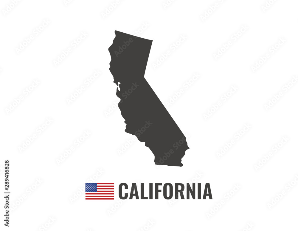 California map isolated on white background silhouette. California USA ...