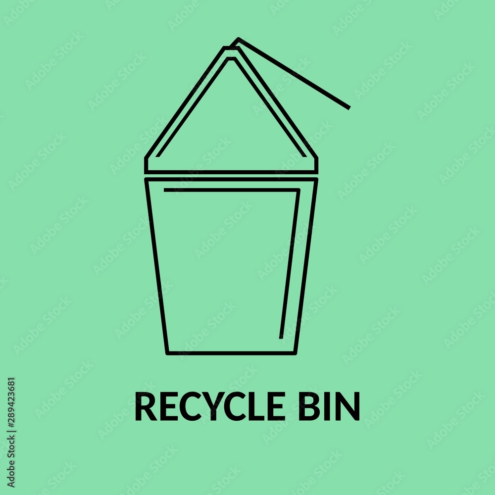 Recycle bin vector logo design with black outline drawing Stock Vector ...