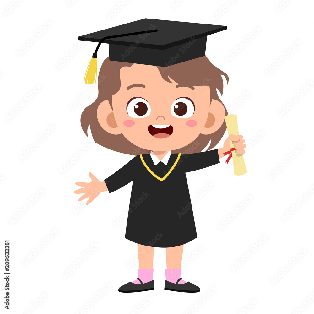 Vector de Stock happy cute kid jump graduation vector design | Adobe Stock